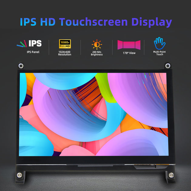 iPitsBit Raspbemry Pi Monitor, 7 Inch LCD Screen 1024x600 for Raspbery ...