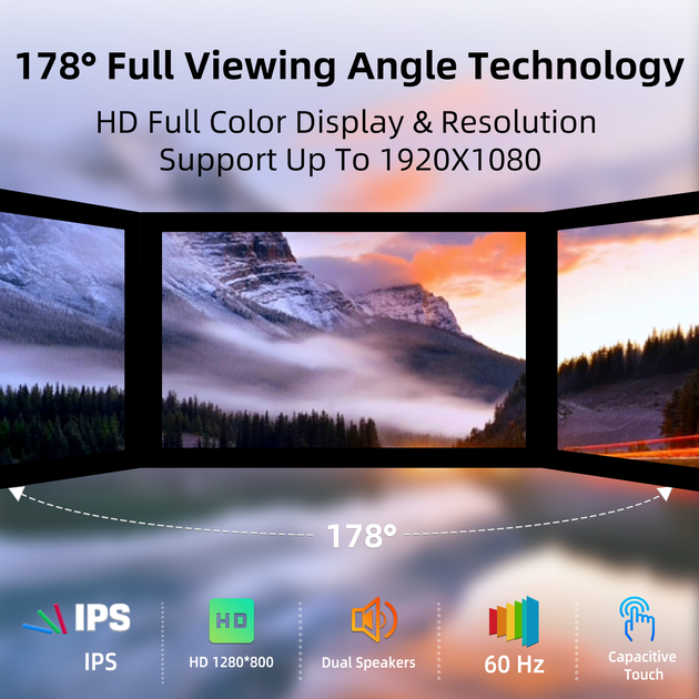 10.1inch Touch Screen Monitor, 1280x800 HDMI Portable Monitor, Dual-Sp ...